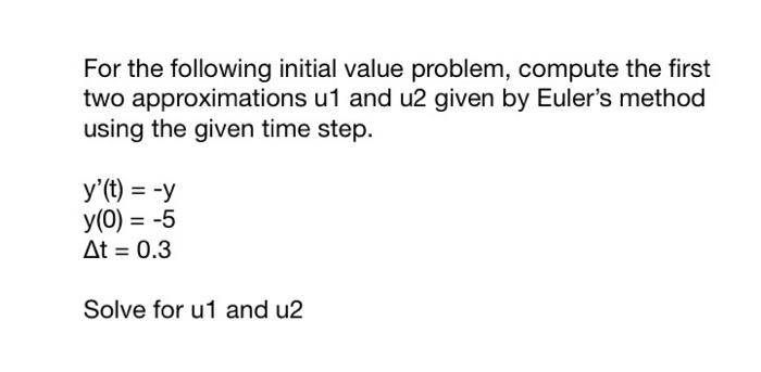 Solved For the following initial value problem, compute the | Chegg.com