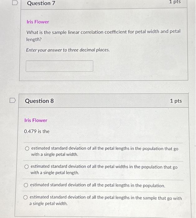 The Iris Flower Data Set at | Chegg.com