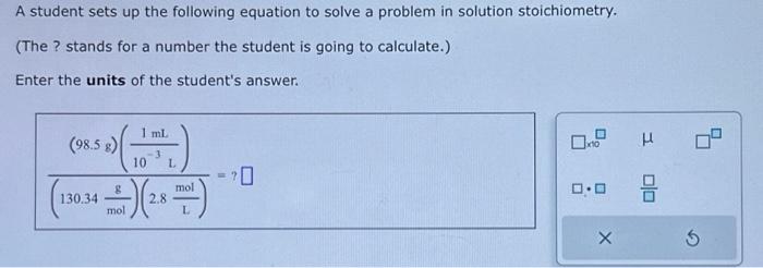 A student sets up the following equation to solve a | Chegg.com