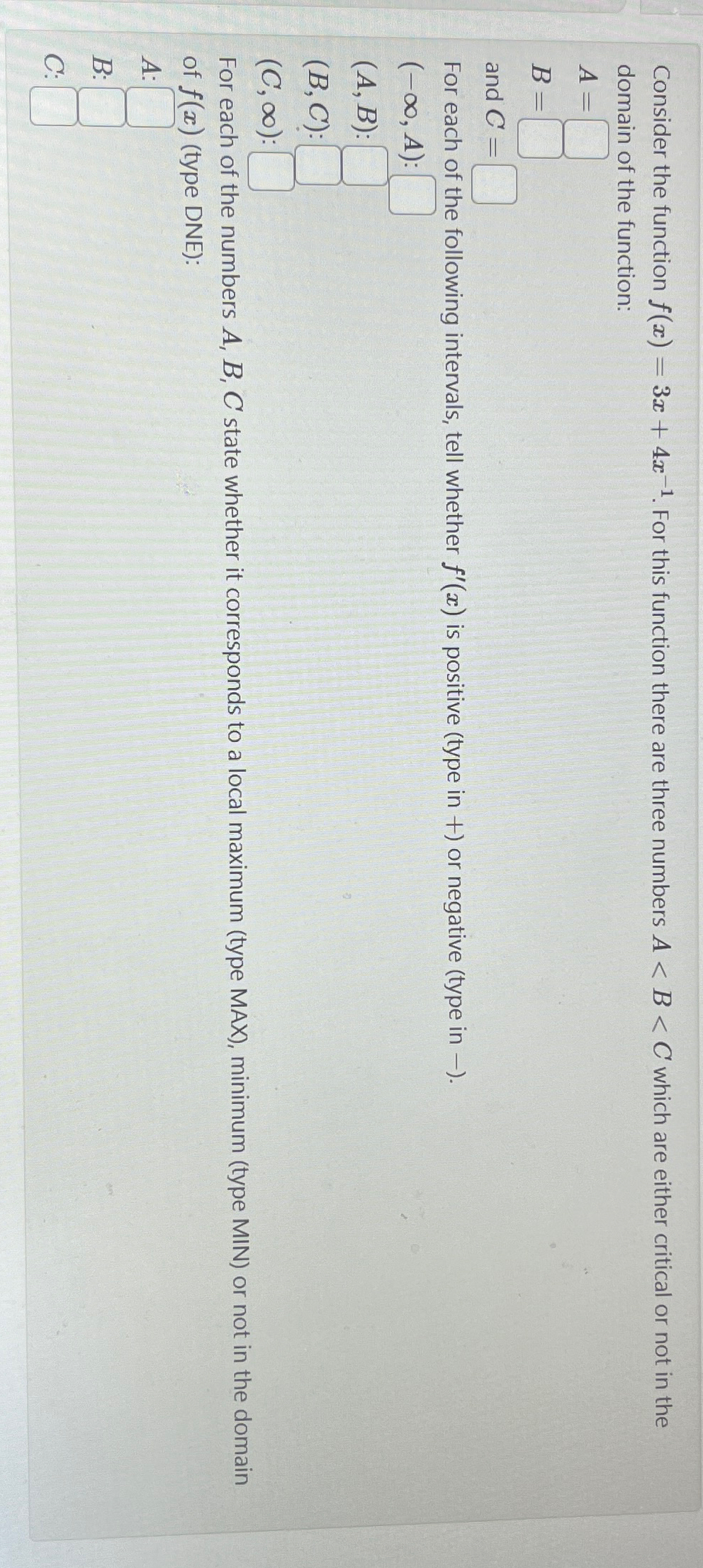 Solved Consider the function f(x)=3x+4x-1. ﻿For this | Chegg.com