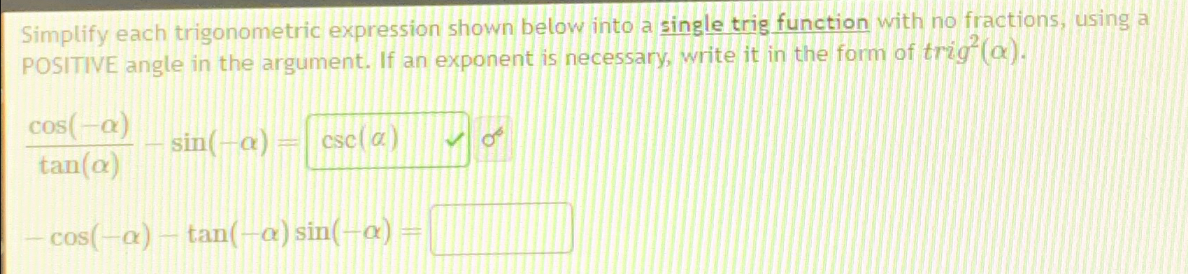 Solved Simplify each trigonometric expression shown below | Chegg.com