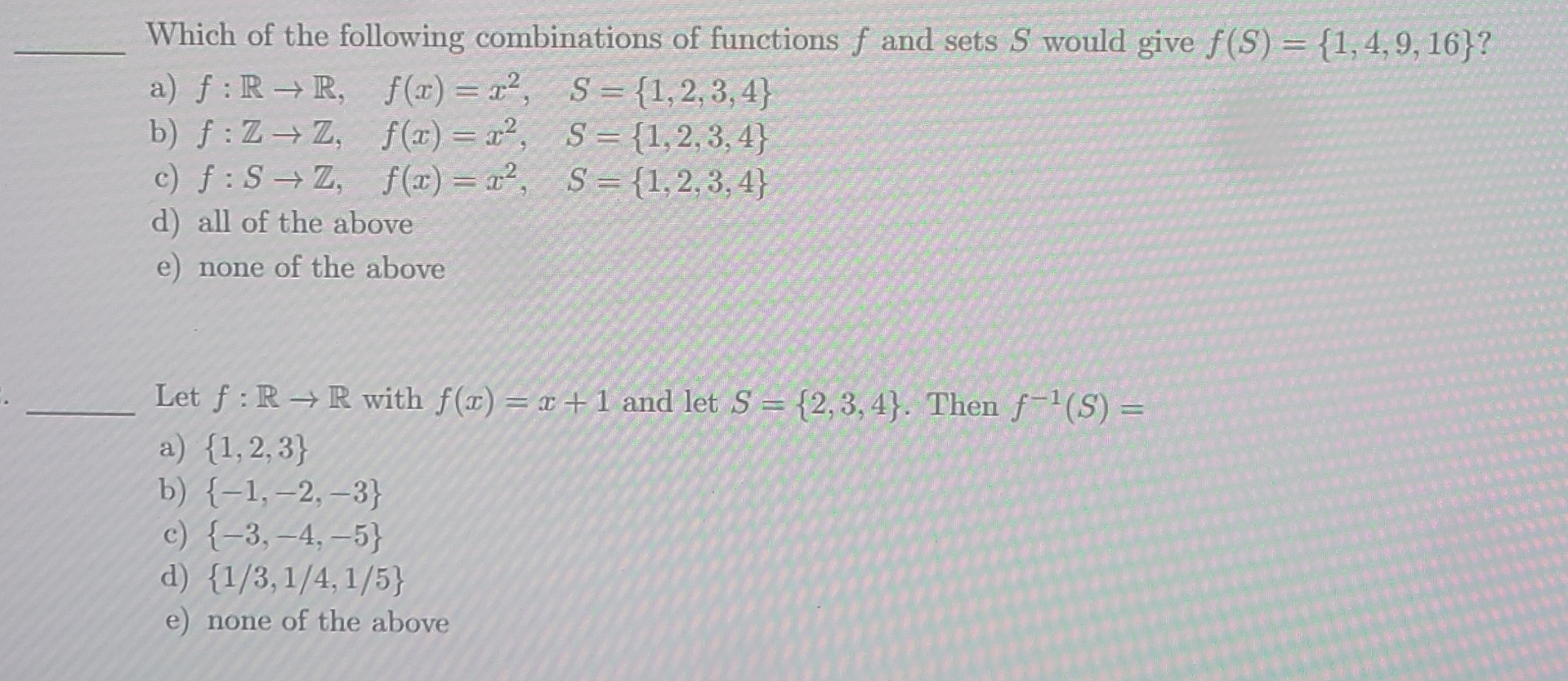 Solved Which of the following combinations of functions f | Chegg.com