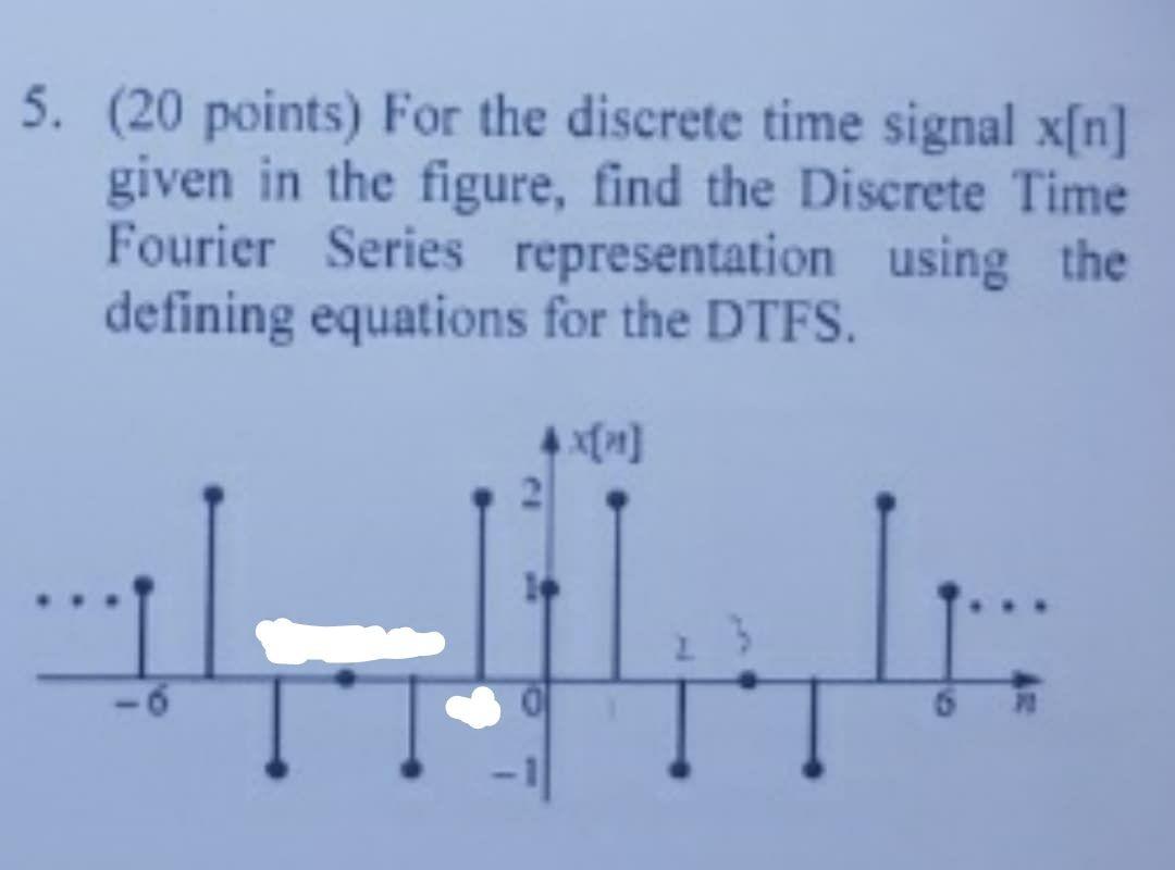 Solved 5. ( 20 points) For the discrete time signal x[n] | Chegg.com