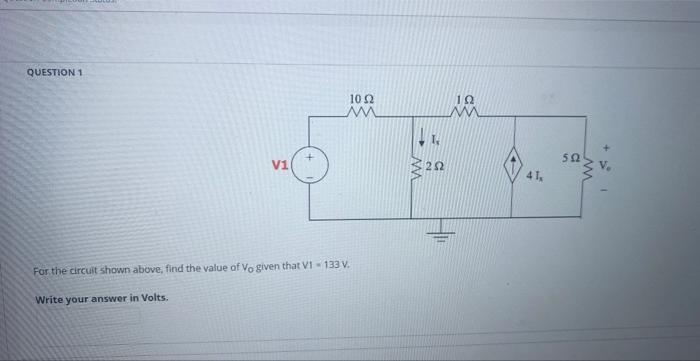 Solved For the circuit shown above, find the value of V0 | Chegg.com
