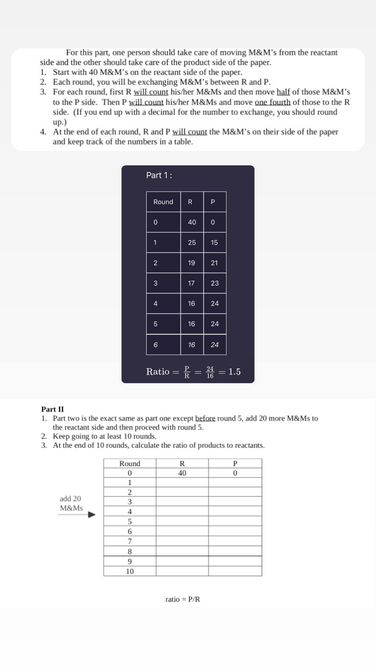 use part 1 ﻿table and instructions to finish part 2 | Chegg.com