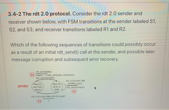 Solved 3.4-2 The rdt 2.0 protocol. Consider the rdt 2.0 | Chegg.com