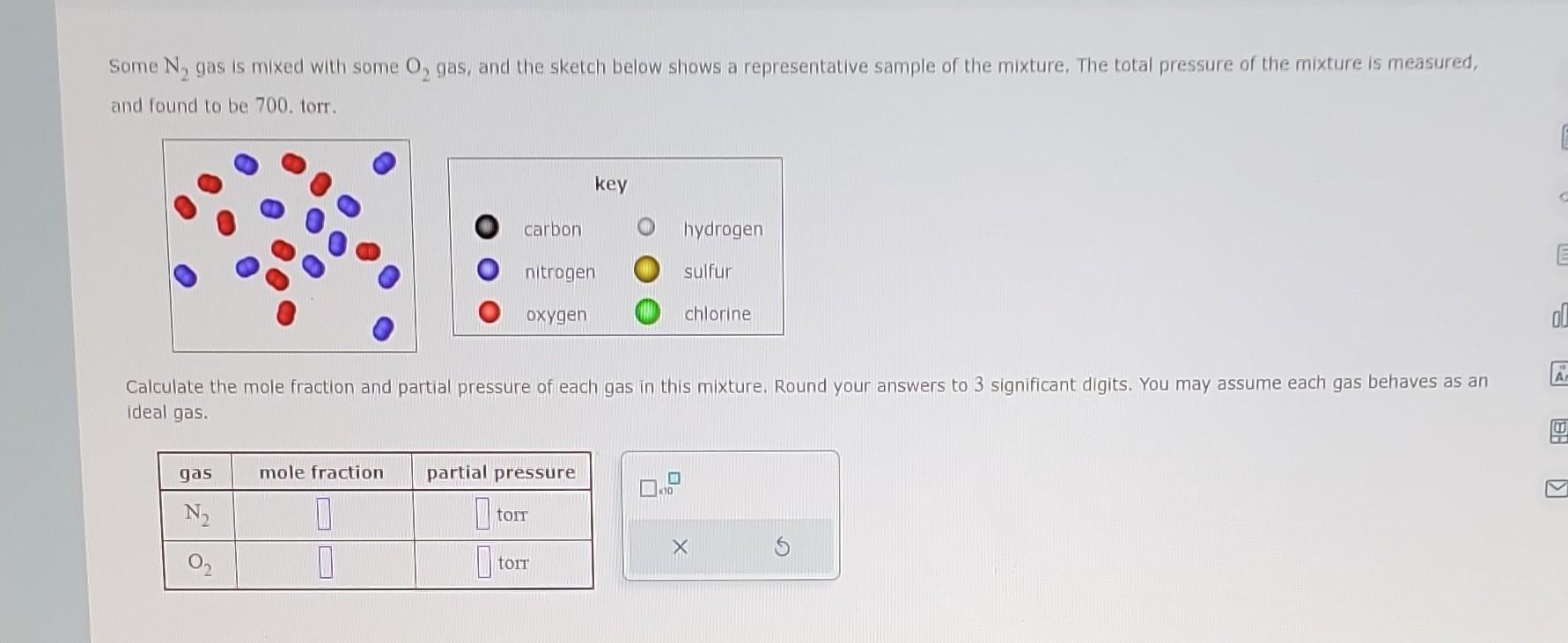 Solved Some N2 gas is mixed with some O2 gas, and the sketch | Chegg.com
