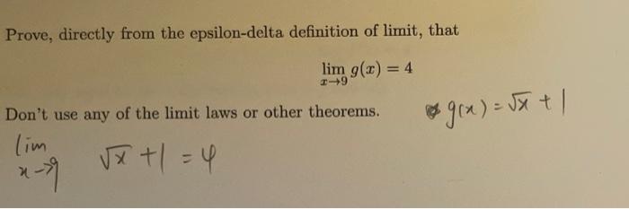 Solved Prove, directly from the epsilon-delta definition of | Chegg.com
