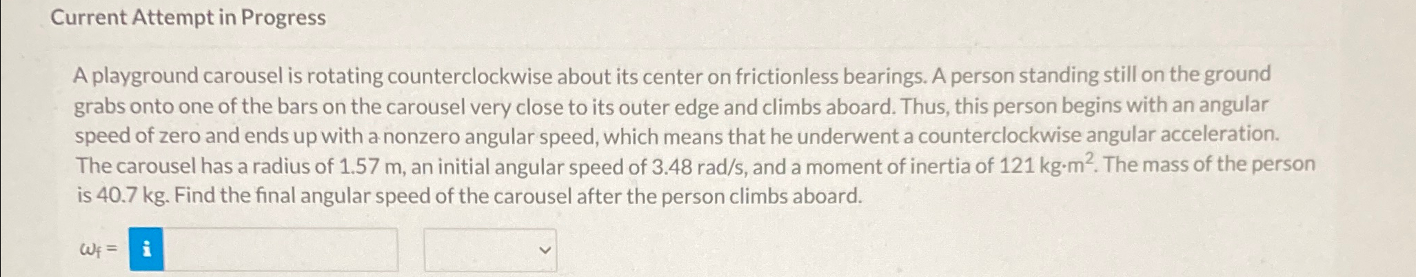 Solved Current Attempt in ProgressA playground carousel is | Chegg.com