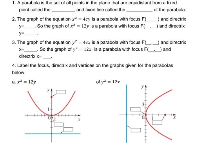 Solved 1. A parabola is the set of all points in the plane | Chegg.com