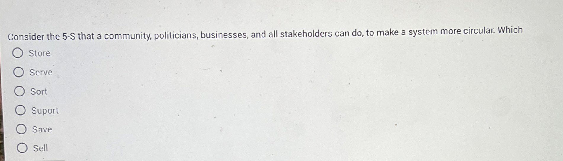 Solved Consider the 5-S that a community, politicians, | Chegg.com