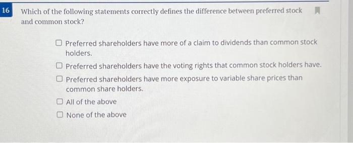 Solved Which of the following statements correctly defines | Chegg.com