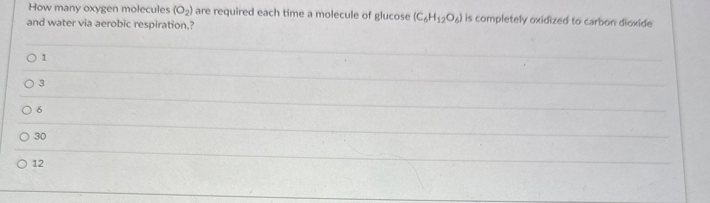 Solved How many oxygen molecules (O2) ﻿are required each | Chegg.com