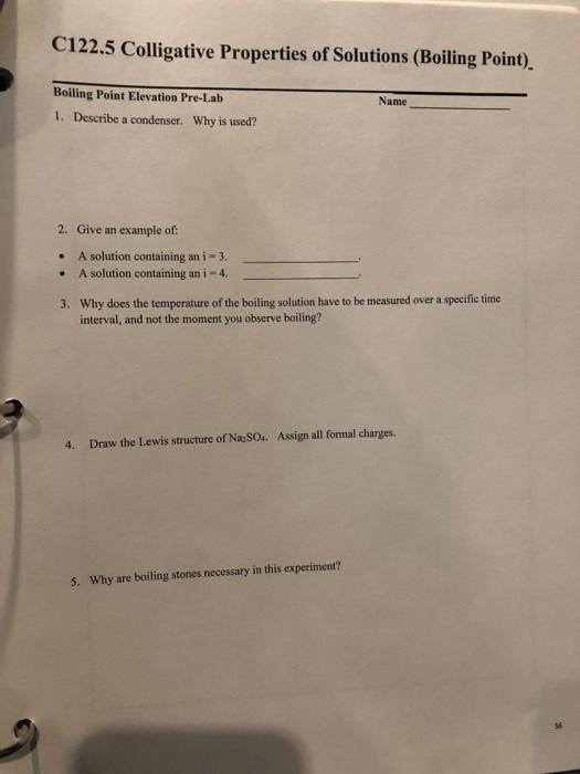 Solved C122.5 Colligative Properties of Solutions (Boiling | Chegg.com