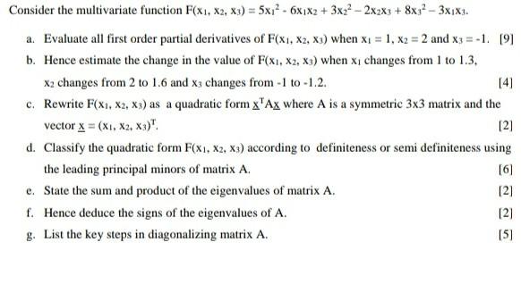 Solved Consider the multivariate function F(X1, X2, X3) = | Chegg.com