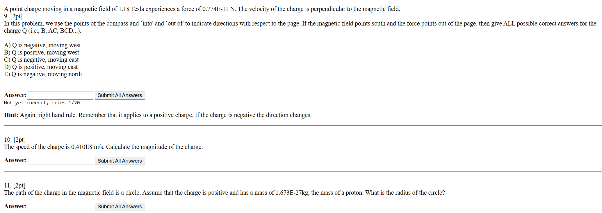 Solved A point charge moving in a magnetic field of 1.18 | Chegg.com