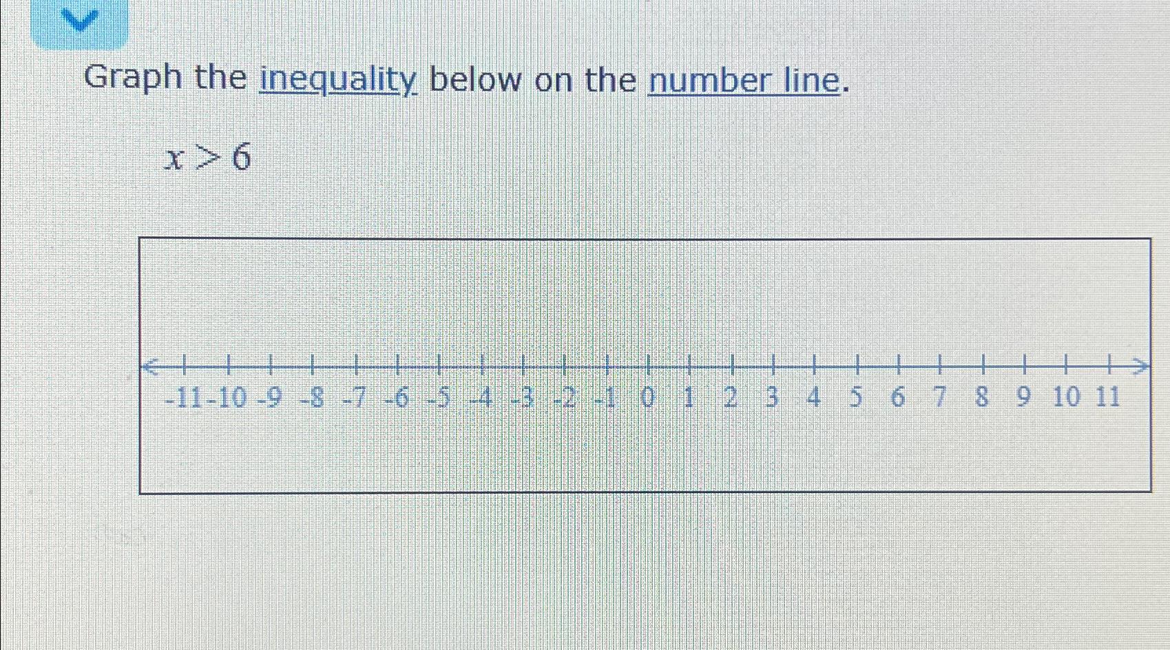 Solved Graph the inequality below on the number line.x>6 | Chegg.com
