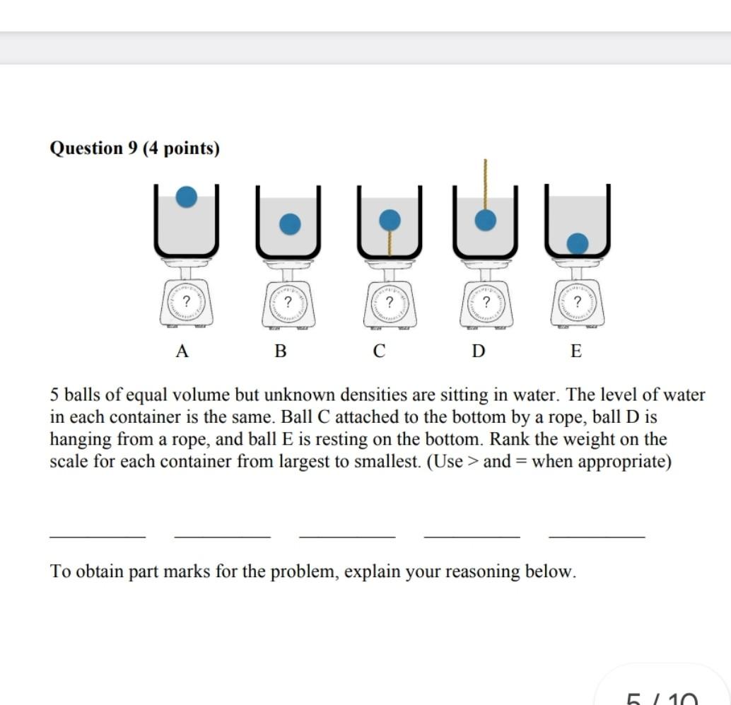 Solved Question 5 balls of equal volume but unknown | Chegg.com
