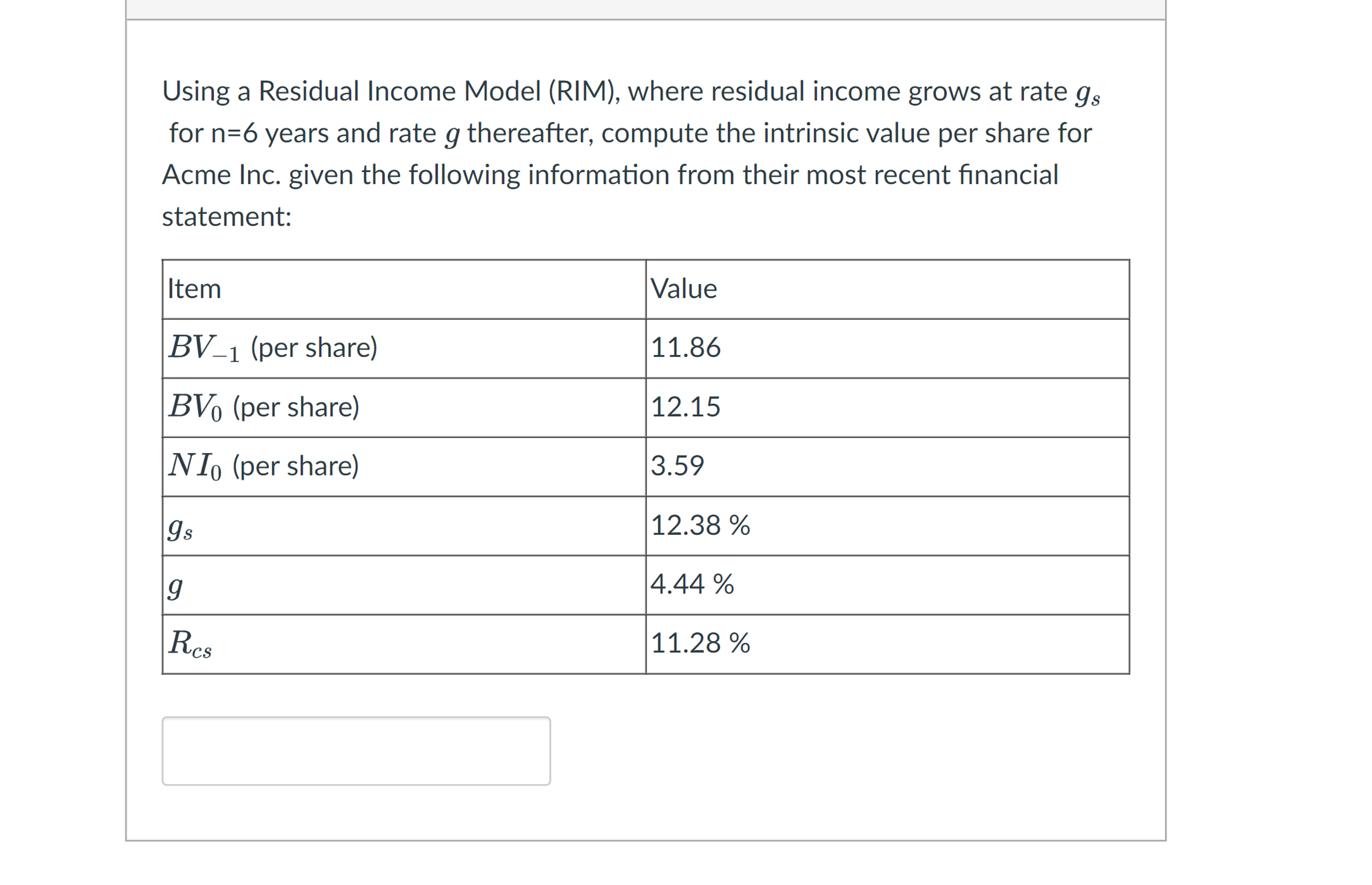 Solved Using a Residual Income Model (RIM), ﻿where residual | Chegg.com
