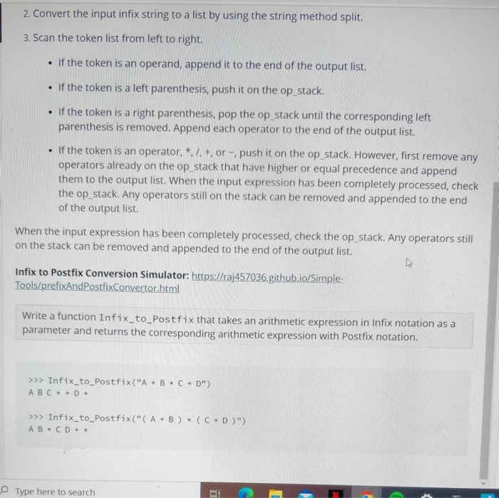 Solved 2. Infix to Postfix Infix, Postfix and Prefix | Chegg.com