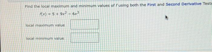 Solved Find the local maximum and minimum values of f using | Chegg.com