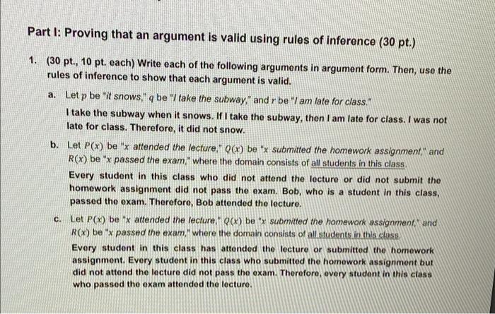 Solved Part 1: Proving that an argument is valid using rules | Chegg.com Solved Part 1: Proving that an argument is valid using rules | Chegg.com