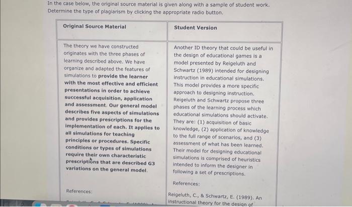 Solved In the case below, the original source material is | Chegg.com