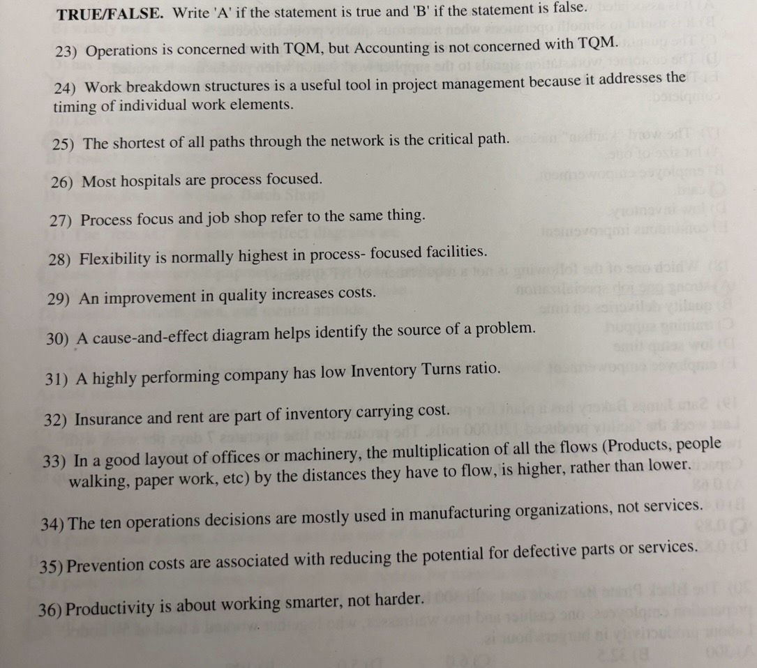 Solved TRUE/FALSE. ﻿Write ' A ' ﻿if the statement is true | Chegg.com