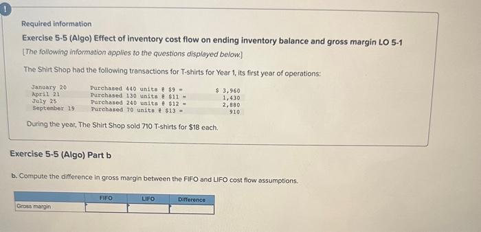 Solved Required information Exercise 5-5 (Algo) Effect of | Chegg.com