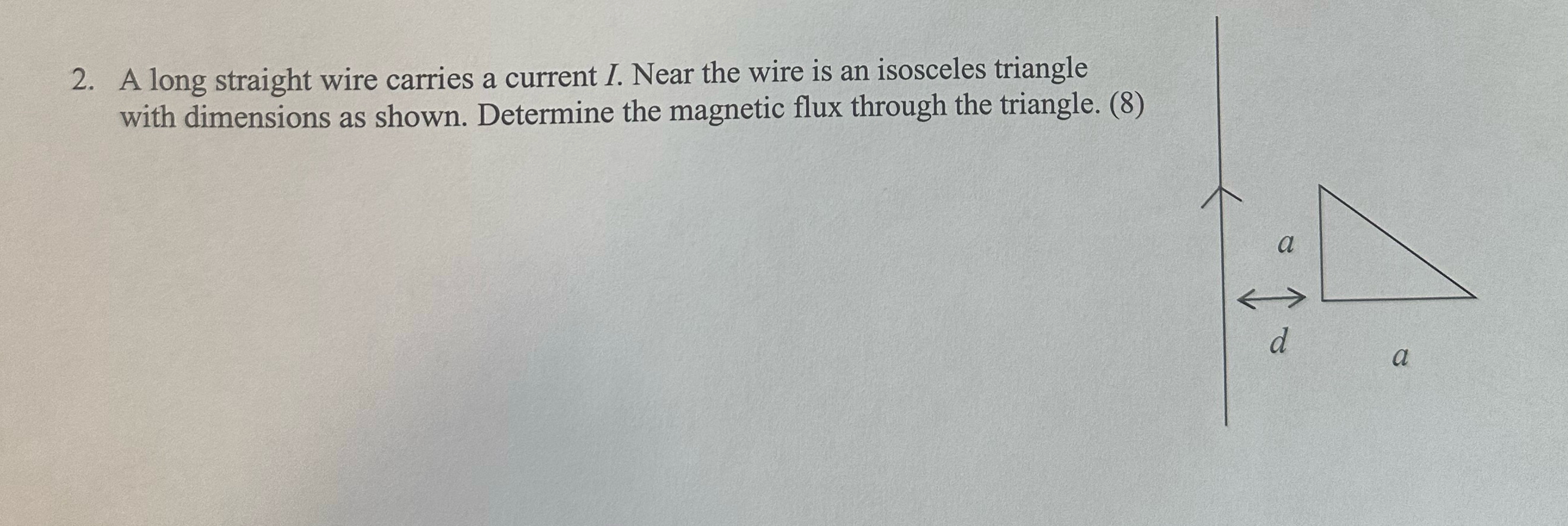 Solved A long straight wire carries a current I. Near the | Chegg.com