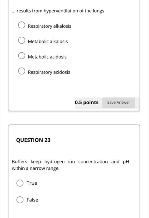 Solved ... results from hyperventilation of the lungs | Chegg.com