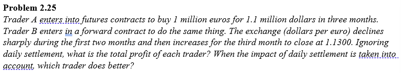 Solved Problem 2.25Trader A enters into futures contracts to | Chegg.com
