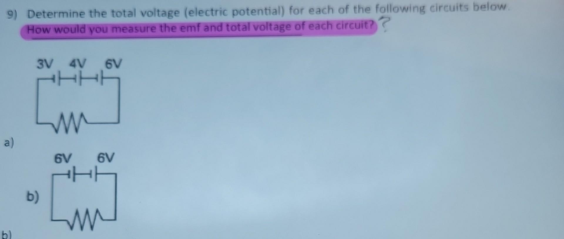 Solved 9) Determine the total voltage (electric potential) | Chegg.com