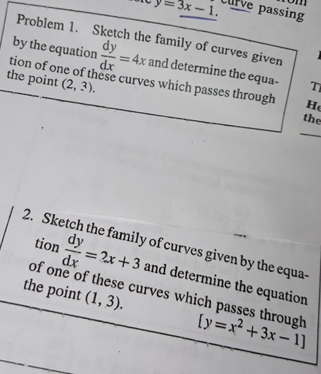 Solved Problem 1. ﻿Sketch the family of curves given by the | Chegg.com
