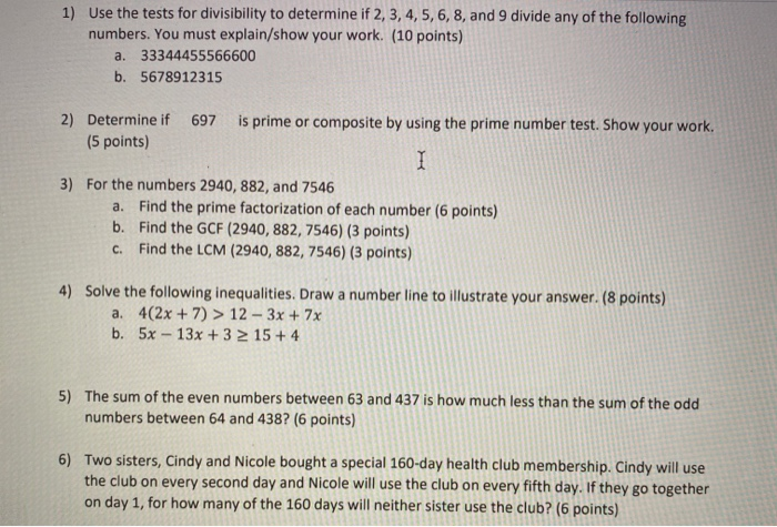 Solved 1 Use The Tests For Divisibility To Determine If 2 9864