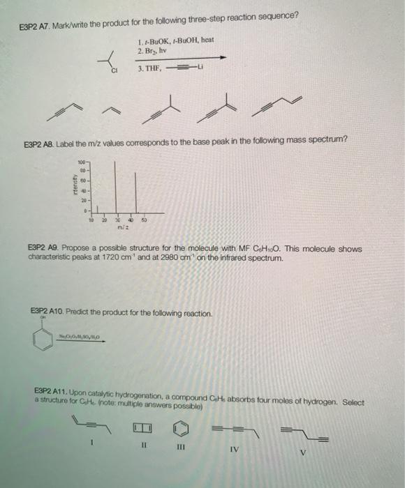 Solved E3P2 A7. Mark/write the product for the following | Chegg.com