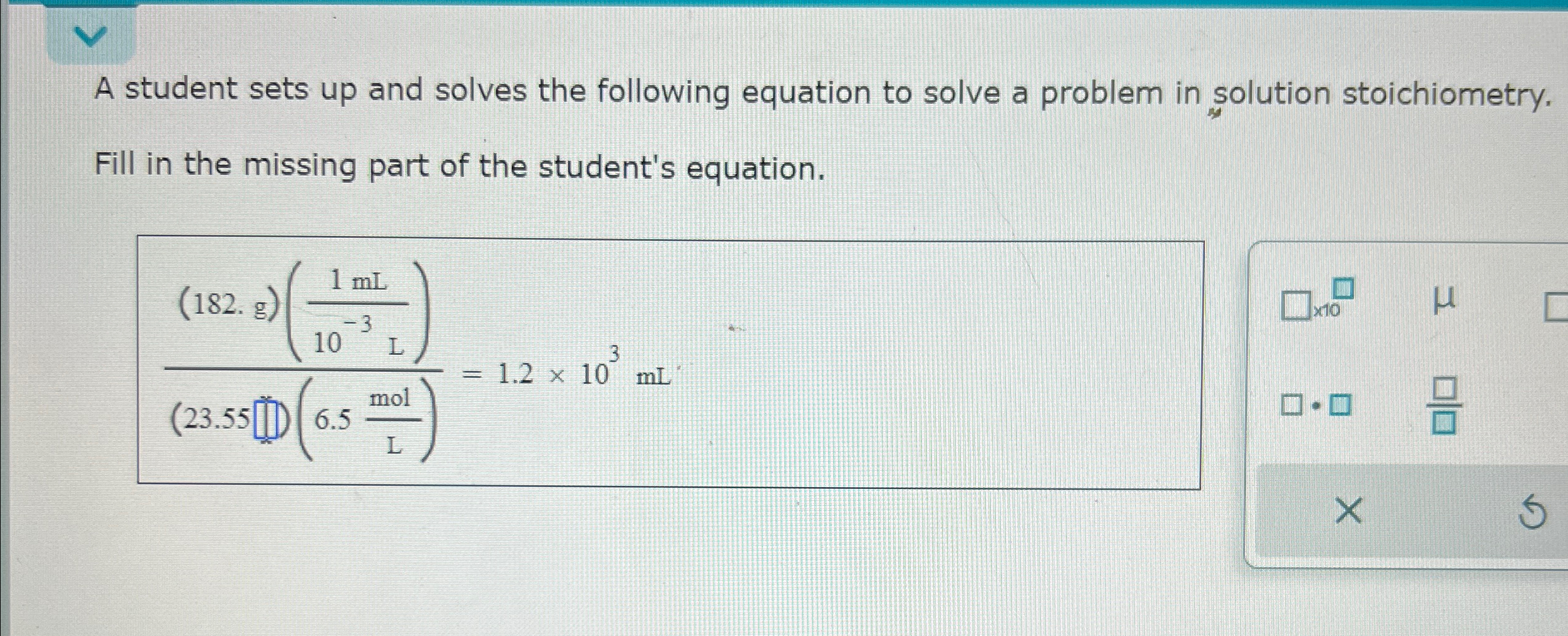 Solved A student sets up and solves the following equation | Chegg.com