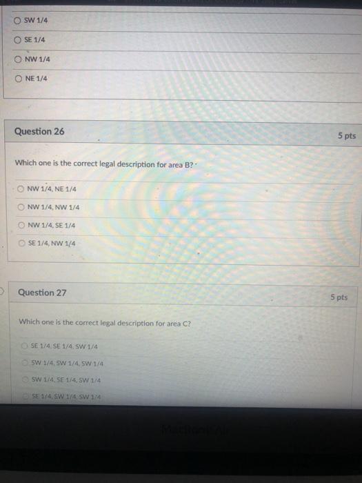 Solved pes Questions 25-29 Given the PLSS section shown | Chegg.com