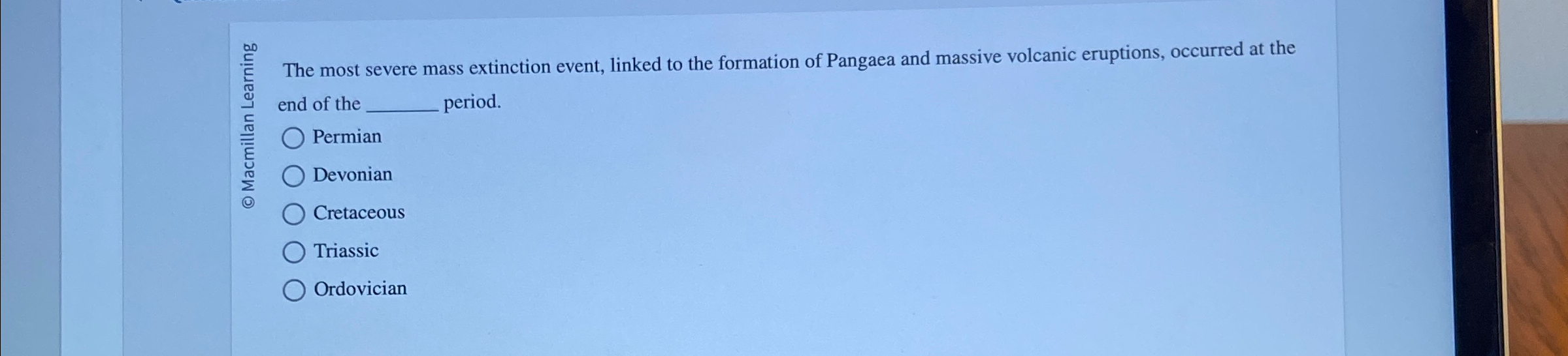 Solved The most severe mass extinction event, linked to the | Chegg.com
