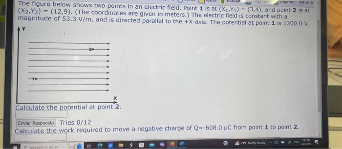 Solved The figure below shows two points in an electric | Chegg.com