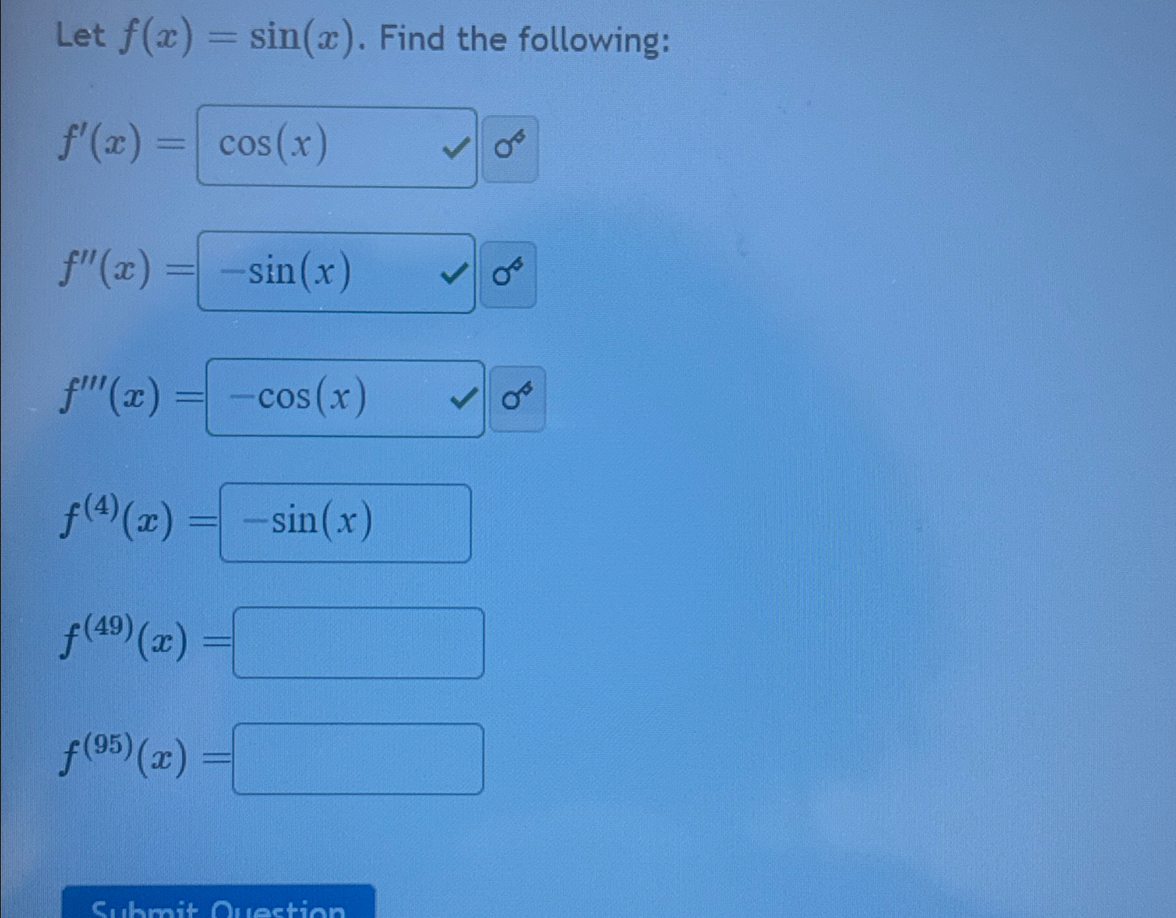 Solved Let f(x)=sin(x). ﻿Find the | Chegg.com