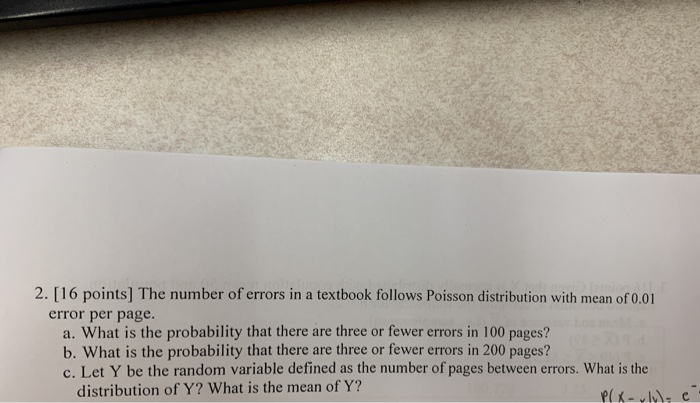 Solved 2. [16 points) The number of errors in a textbook | Chegg.com