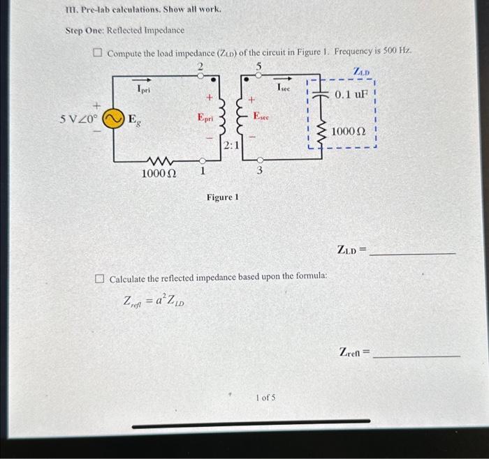 Solved II. Pre-lab calculations. Show all work. Step One: | Chegg.com