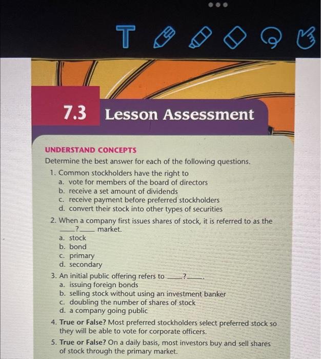 Solved UNDERSTAND CONCEPTS Determine the best answer for | Chegg.com