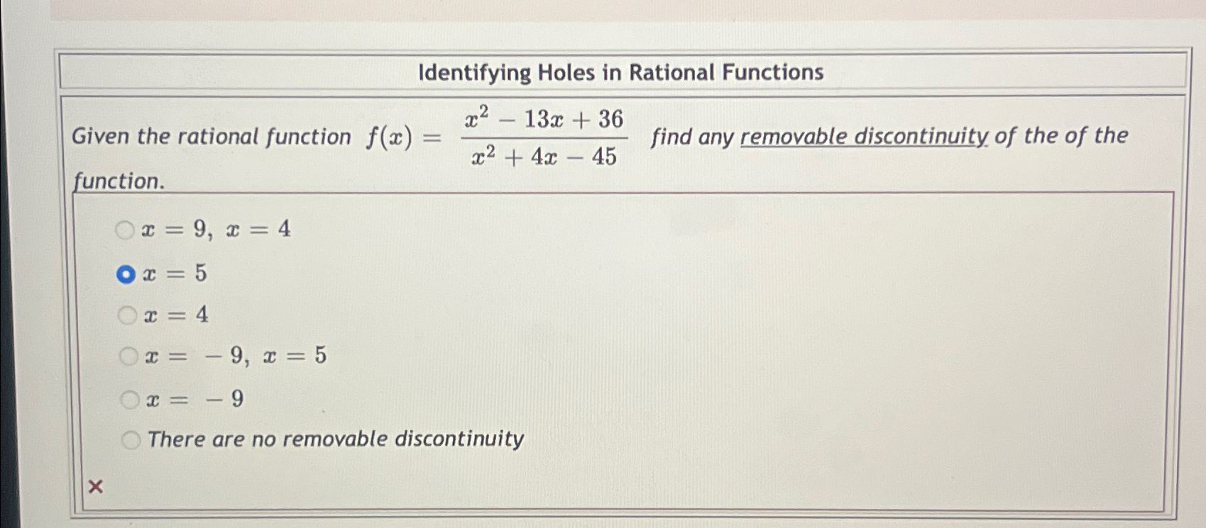 Solved Identifying Holes In Rational Functionsgiven The