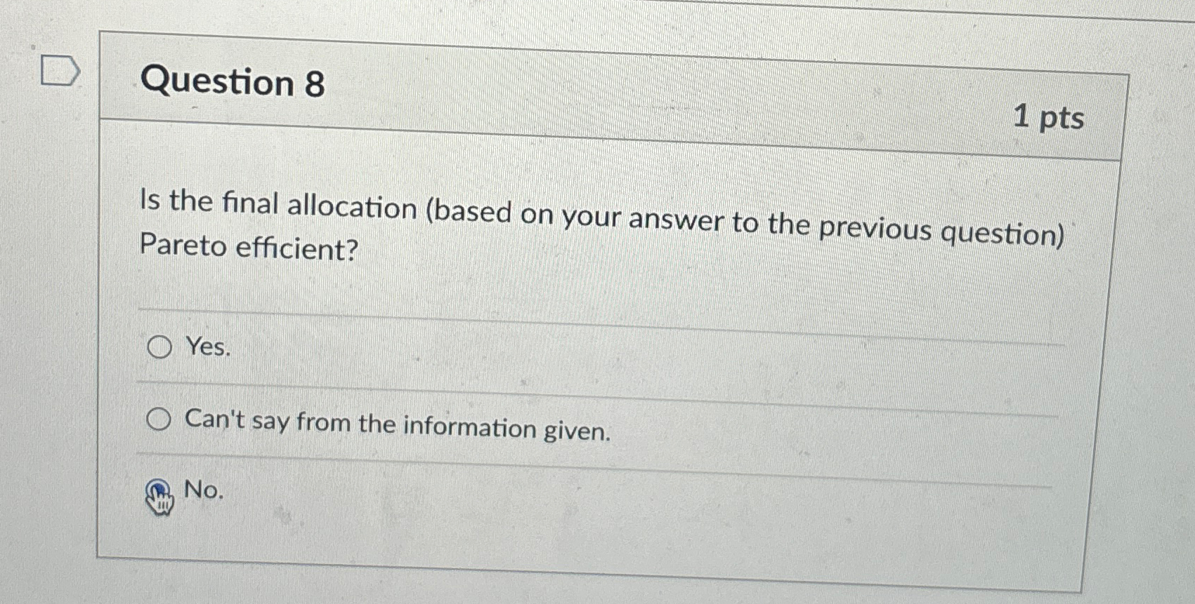 Solved Question 81 ﻿ptsIs the final allocation (based on | Chegg.com