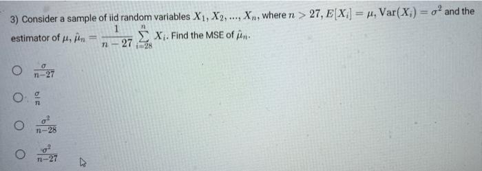 Solved 3) Consider a sample of iid random variables | Chegg.com