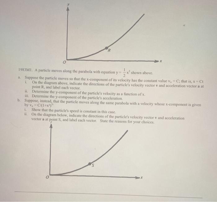 Solved 1983M1. A particle moves along the parabola with | Chegg.com