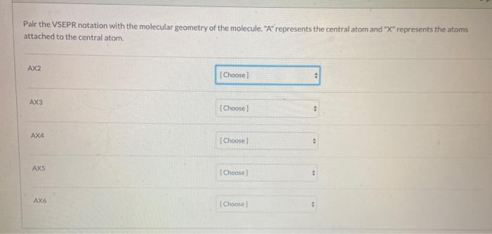 Solved Pair the VSEPR notation with the molecular geometry | Chegg.com