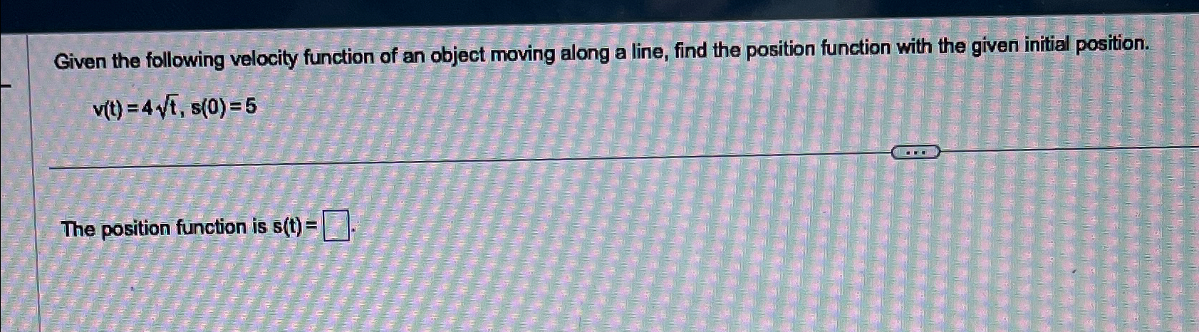 Solved Given the following velocity function of an object | Chegg.com
